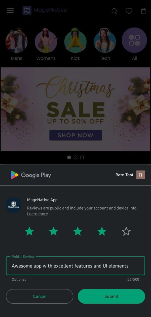 Google Play Store & Apple App Store: In-App Review | MageNative