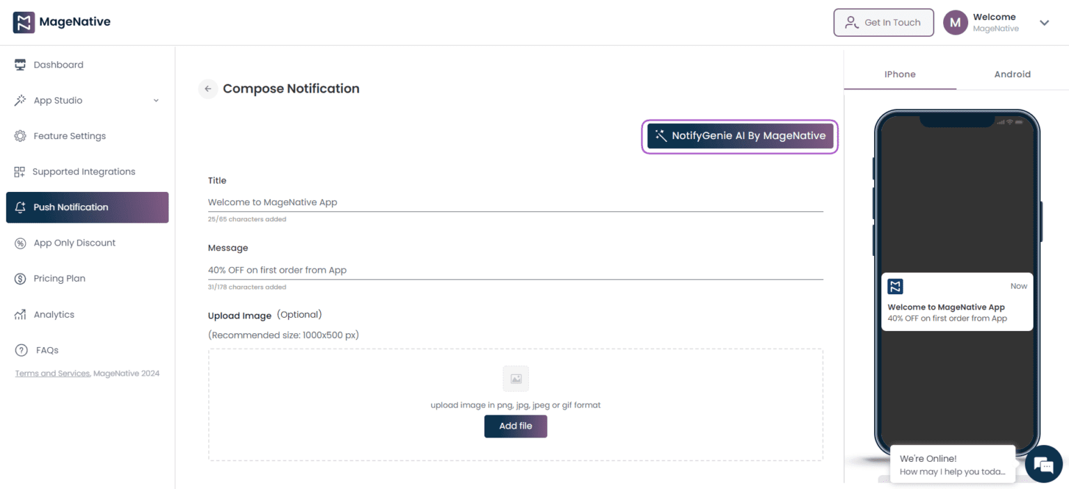 Send AI Powered Push Notifications with Notify Genie | MageNative