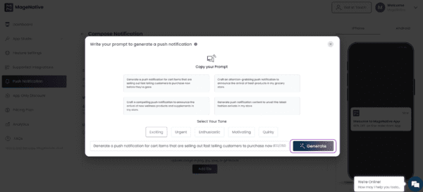 Send AI Powered Push Notifications with Notify Genie | MageNative